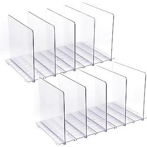 Acrylic Shelf Dividers 8 Pack Clear Closet Shelves Divider for Clothes Purse Bag Handbag Organizer Sunglasses, Adjustable Plastic Acrylic Shelves Organization for Home kitchen Bedroom Bathroom