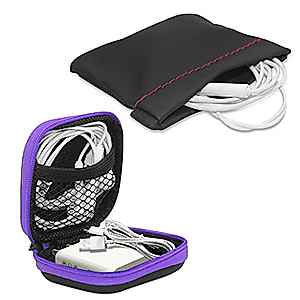 6 PCS Earphone Case Pouch with Carabiner, FineGood Earbud Case Bag Hard Portable Earphone Storage Bag Protective Snap Pouch for Earphone Headphone