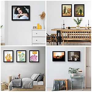 Golden State Art, 16x20 Picture Frame - Wide Molding - Wood Grain Rustic Style - Great for Displaying Pictures, Puzzle, Poster, Artwork (Black, 2 Pack)