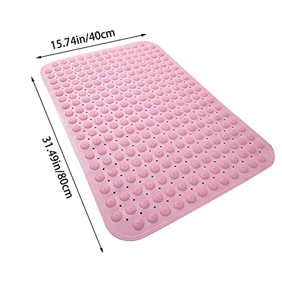 Scceatti Bathroom Rugs Quick Drying Bath Mat 32 x 16 Light Blue Bathroom Floor Mat Shower Mat Extra Large Non Slip Mat for Elderly & Kids Bathroom Drain Holes Strong Suction Cups for Bathroom Floor