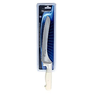 Dynamic Pro-Grip, Santoprene, Softgrip, 9" Bread, Offset Knife, White, large