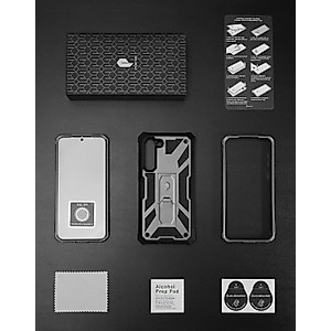 Poetic Spartan Case for Galaxy S23+ Plus 5G 6.7", Fingerprint ID, Rugged Shockproof Cover, Kickstand, Metallic Gun Metal