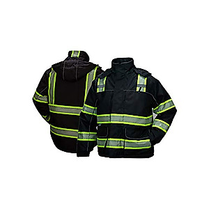Pyramex RPB35 Series Teflon Coated Waterproof Black Parka ANSI Type O Class 1 With Quilted Lining Large