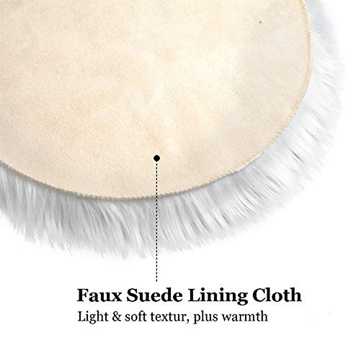 IVON 15.5 inches White Round Faux Fur Rug, Fluffy Rug Cushion for Chair, Background for Nail Desk Photos