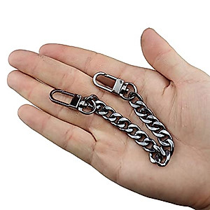 HEEHEE 7.9" (20cm) Purse Chain Strap Extender, Sturdy Flat Iron Replacement Chain with Buckles, Comfortable Shoulder Crossbody Strap for Handbags, Upscale Color Black Tone, 1 PCS