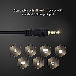 Poyiccot 3.5mm Splitter Mic and Audio Cable, 3.5mm Headphone Splitter 1 to 4 Ways 3.5mm (1/8") TRRS 4Pole Male to 4Female Cable for Earphone & Headset Phone (3.5mm trrs Aux Cable Spiltter )