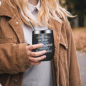 CARAKNOTS Inspirational Gifts for Women Birthday Gifts for Friends Daughter Teacher Sometimes You Forget You're Awesome Black Wine Tumbler Thank You Gifts for Christmas Graduation Thanksgiving Day