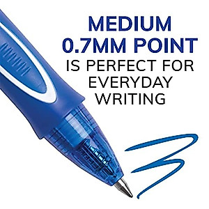 BIC Gel-ocity Quick Dry Blue Gel Pens, Medium Point (0.7mm), 12-Count Pack, Retractable Gel Pens With Comfortable Full Grip