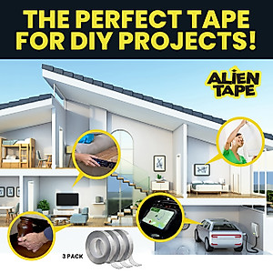 Bell+Howell Alientape Nano Double Sided Tape, Multipurpose Removable Adhesive Transparent Grip Mounting Tape Washable Strong Sticky Heavy Duty for Carpet Photo Frame Poster Décor As Seen On TV