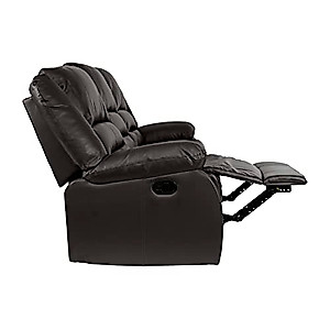 Lexicon Azrael Faux Leather Double Manual Reclining Sofa, 82" W, Brown