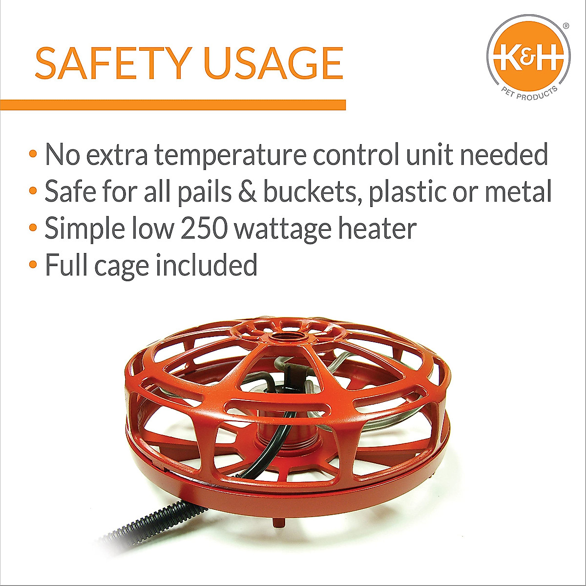 K&H Pet Products Submersible Ultimate Pail & Bucket Deicer Red 250 Watts