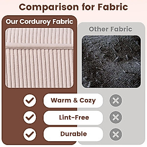 ovios Modern Corduroy Couch with Cloud Cushion,Comfy 3 Seater Sofa with Deep Seat,Comfortable Small Sofas for Small Space Living Room Bedroom Office Apartment (Pink)