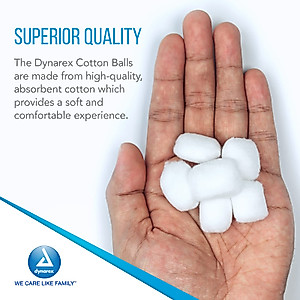 Dynarex 3169 Cotton Ball, Non-Sterile and Large Sized, Latex-Free, Pack of 1000