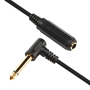 PNGKNYOCN Right Angle 1/4 TS Guitar Cable 90 Degree 6.35mm Mono Male to Female Extension Cable for Amplifiers,Guitars,Pianos,Home Theater Equipment Etc. （50cm）