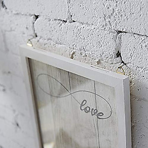 Wedding Guest Book , Y&K Homish Wooden Picture Frame , Drop Top Frame Sign Book with 100PCS Wooden Hearts, Rustic Wedding Decorations and The Wedding Gift (White Wooden Frame + Unlimited Love)