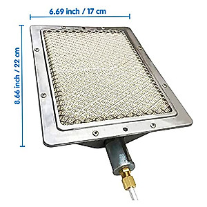 MENSI BBQ Grill Stove Heater Burner Replacement Parts 8.66"x 6.69" （220x170mm） Infrared Heating Flame Ceramic Burner Head