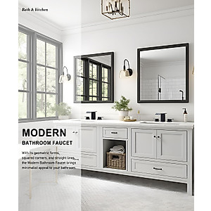 Sankecao Bathroom Sink Faucet Black - Bathroom Faucets for Sink 3 Hole Waterfall Bathroom Faucet with Metal Pop-up Sink Drain Stopper and 2 Supply Hoses…