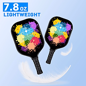 USAPA Approved Pickleball Paddles Set of 2, Cute Design Fiberglass Surface Pickleball Paddles Set, 4 Pickleball Balls, & Carry Bag, Pickle Ball Paddle Gifts for Beginners & Pros