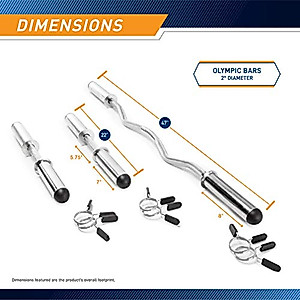Marcy Olympic Hollow Bar Kit Chrome Curl Bar Dumbbell Handles and Spring Collars ODC-21 chromed, 47” x 3” x 2”