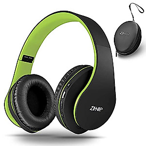 ZIHNIC 3 Items,1 Black Blue Over-Ear Wireless Headset Bundle with 1 Black Red Over-Ear Wireless Headset and 1 Black Green Foldable Wireless Headset