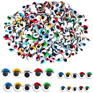 UPINS 1000pcs Wiggle Eyes with Eyelashes Self Adhesive Googly Eyes for DIY Craft 6 mm 8 mm 10 mm 12 mm Mixed Packaging and Multi Assorted Colors