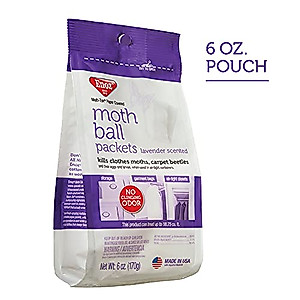 Enoz Lavender Scented Moth Ball Packets: Kills Clothes Moths, Carpet Beetles, Eggs and Larvae (6 oz Bag, 6 Pack)
