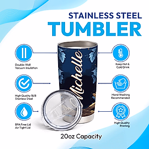 Hyturtle Personalized Owl Lovers Tumbler - Owls Print Custom Name Stainless Steel Coffee Tumbler 20 oz With Lid - Idea Owl Lover, Animal Lover Gifts For Women, Mom, Daughter For Birthday, Christmas