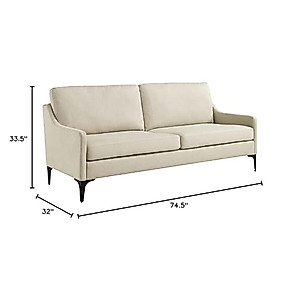 Modway Corland Modern Style Upholstered Fabric and Metal Sofa in Beige