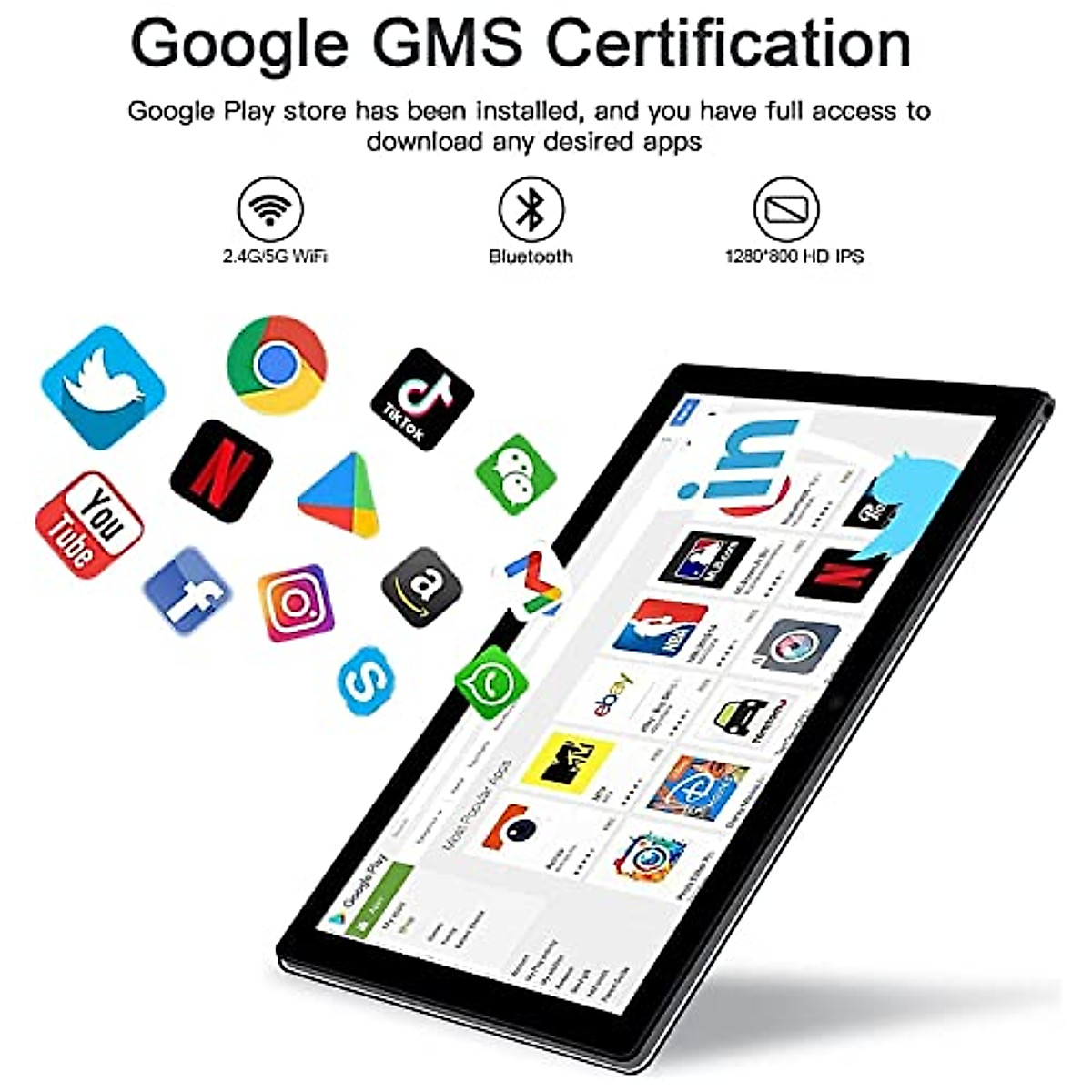 Android Tablet 10 inch, Android 12 Tablet, 6GB RAM 64GB ROM, 512GB Expand Android Tablet with Dual Camera, 5G & 2.4G WiFi, Bluetooth, 8000mAh, HD Touch Screen, Google GMS Certified