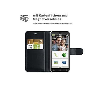 Fixgut Phone Case Compatible with PEAQ PSP 400, Protective Case, Premium Bookcase Leather Case with Card Slots and Stand Function for PEAQ PSP 400, Black