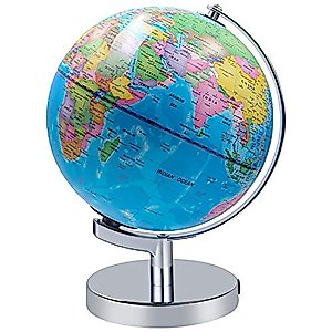 Illuminated World Globe for Kids, Educational Globe with Stand Built in LED Night Light Earth Map and Constellation View, 2 in 1 Interactive Educational Geographic Earth Globe Learning Toy, 8 Inch