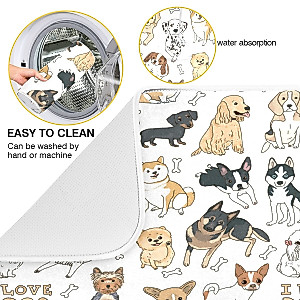 xigua Dog Dish Drying Mat for Kitchen Counter,Texture Ultra Absorbent Reversible Microfiber Dishes Drying Rack Pad Heat-resistant Mats 16x18in