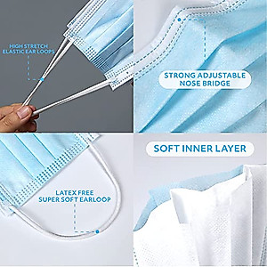 MagiCare Made in USA Masks - Blue Disposable Face Masks - Medical Grade (ASTM Level 1) - Premium 3 Ply Face Masks Disposable Made In USA - Comfortable, Soft, Breathable Face Mask for Adults - Face Mask American Made, 50ct Box