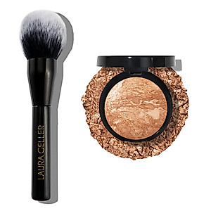 LAURA GELLER NEW YORK Baked Face and Body Frosting - Tahitian Ginger - 2 Oz - Illuminating Bronzer Powder + Bronzer Brush