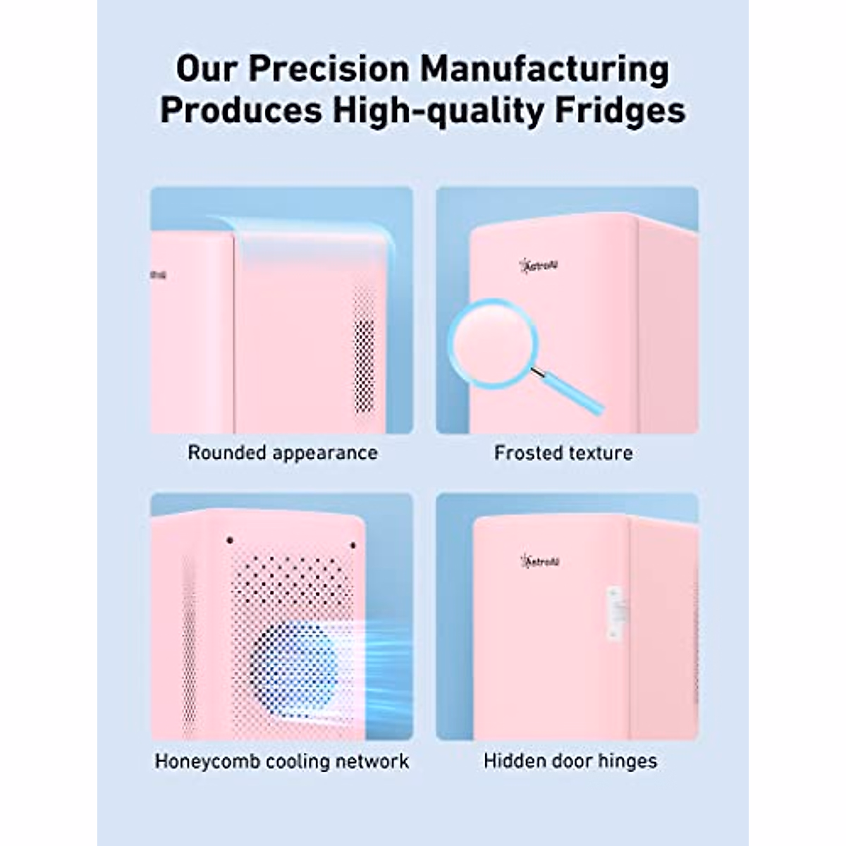 AstroAI Mini Fridge 2.0 Gen, 6 Liter/8 Cans Makeup Skincare Fridge 110V AC/ 12V DC Portable Thermoelectric Cooler and Warmer Little Tiny Fridge for Bedroom, Beverage, Cosmetics LY2206A (Pink)