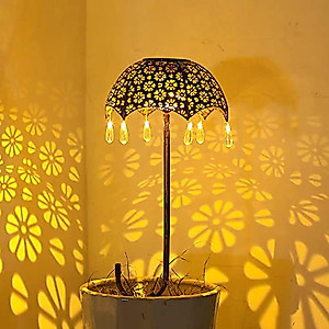 Roaming Light Solar Path Light Garden Lighted Umbrella，Garden Decor for Outside, Solar Decorations Outdoor for Patio&Lawn, Yard Arts, Holiday&Gardening Gifts for Women and Men(Brownz)