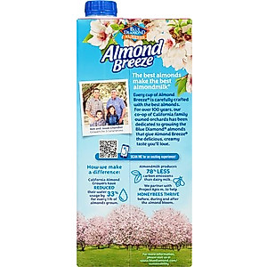Almond Breeze Dairy Free Almondmilk, Unsweetened Original, 32 Ounce (Pack of 12)