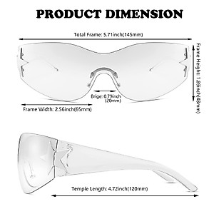 NULOOQ Rimless Y2K Sunglasses for Women Men – Trendy Star Shield Wrap Around Sunglasses Oversized Frameless Sun Glasses (Gradient Clear)