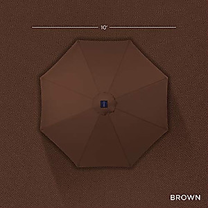 Best Choice Products 10ft Solar Powered Aluminum Polyester LED Lighted Patio Umbrella w/Tilt Adjustment and UV-Resistant Fabric - Brown