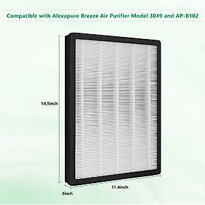 Nyingchi AP-B102 H13 True HEPA Replacement Filter，Compatible with Alexapure Breeze AP-B102 and 3049 Air Purifiers，1Replacement Filter Kit (1HEPA+1Carbon)