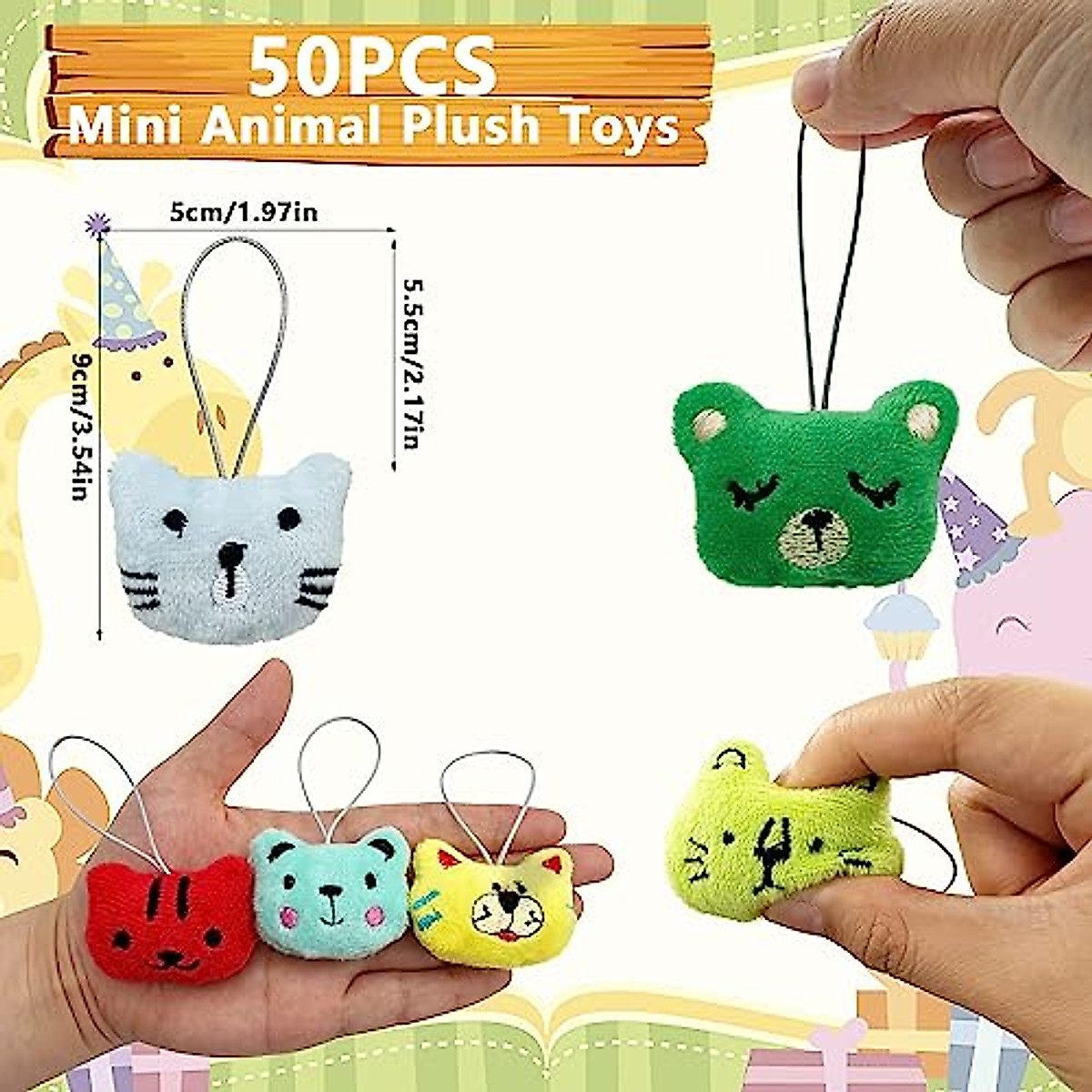 XIPEGPA 50 PCS Mini Animal Plush Toys Set Cute Small Animal Stuffed Toy Keychain for Party Favors Keychain Ornament for Goody Bag Easter Egg Stuffers Carnival Birthday Party Classroom Prizes