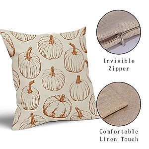 Aytipun Fall Pillow Covers 18x18 Set of 2 Burnt Orange Pumpkin Autumn Thanksgiving Harvest Decorative Throw Pillows Outdoor Cushion Case Sofa Couch Bed Decor