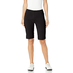 SLIM-SATION Women's Golf Wide Band Pull On Short with Real Pockets(Black,10)