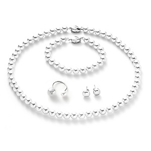 Pearl Necklace Jewelry Set for Women,Complete Set of Pearl Jewelry Includes Necklace Bracelet Earrings, Fashion Pearl Jewelry with Box for Wife Mom Sister Bride Bridesmaid (Simulated Pearl_4 Set)
