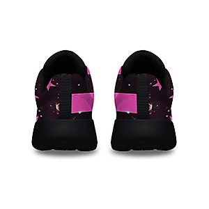 Breast Cancer Shoes for Women Lightweight Running Shoes Outdoor Fashion Cancer Pink Ribbon Sneakers Black Size 6