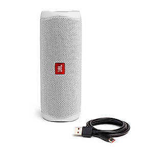 JBL Flip 5 Waterproof Portable Wireless Bluetooth Speaker Bundle with divvi! Protective Hardshell Case - White
