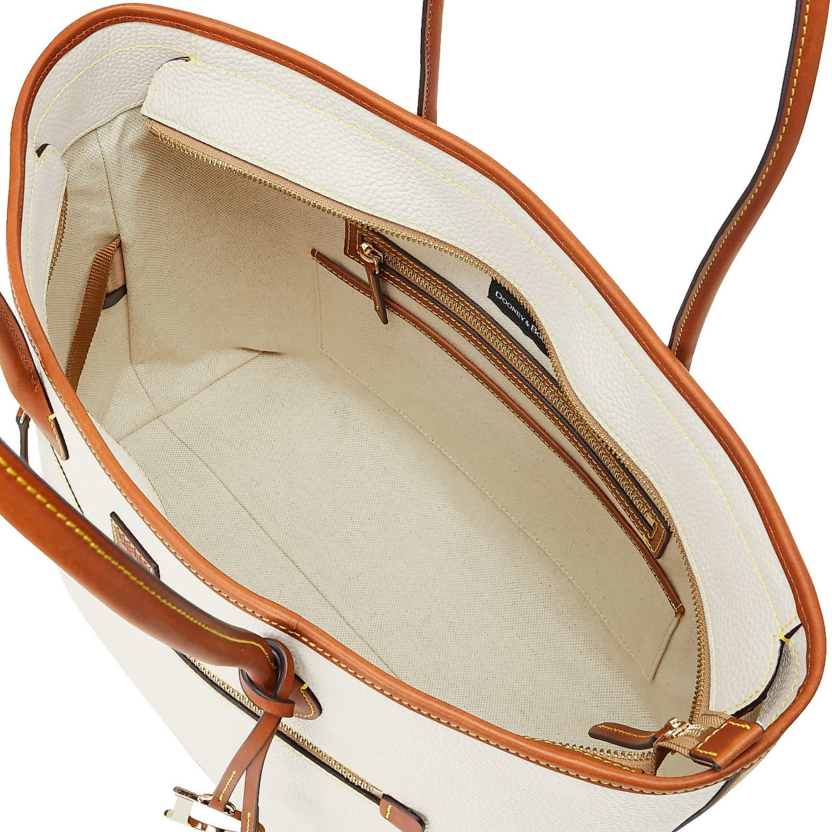 Dooney & Bourke Large Tote Bags for Women, Large Leather Tote Bag with Zipper Pockets and Long Shoulder Straps - White