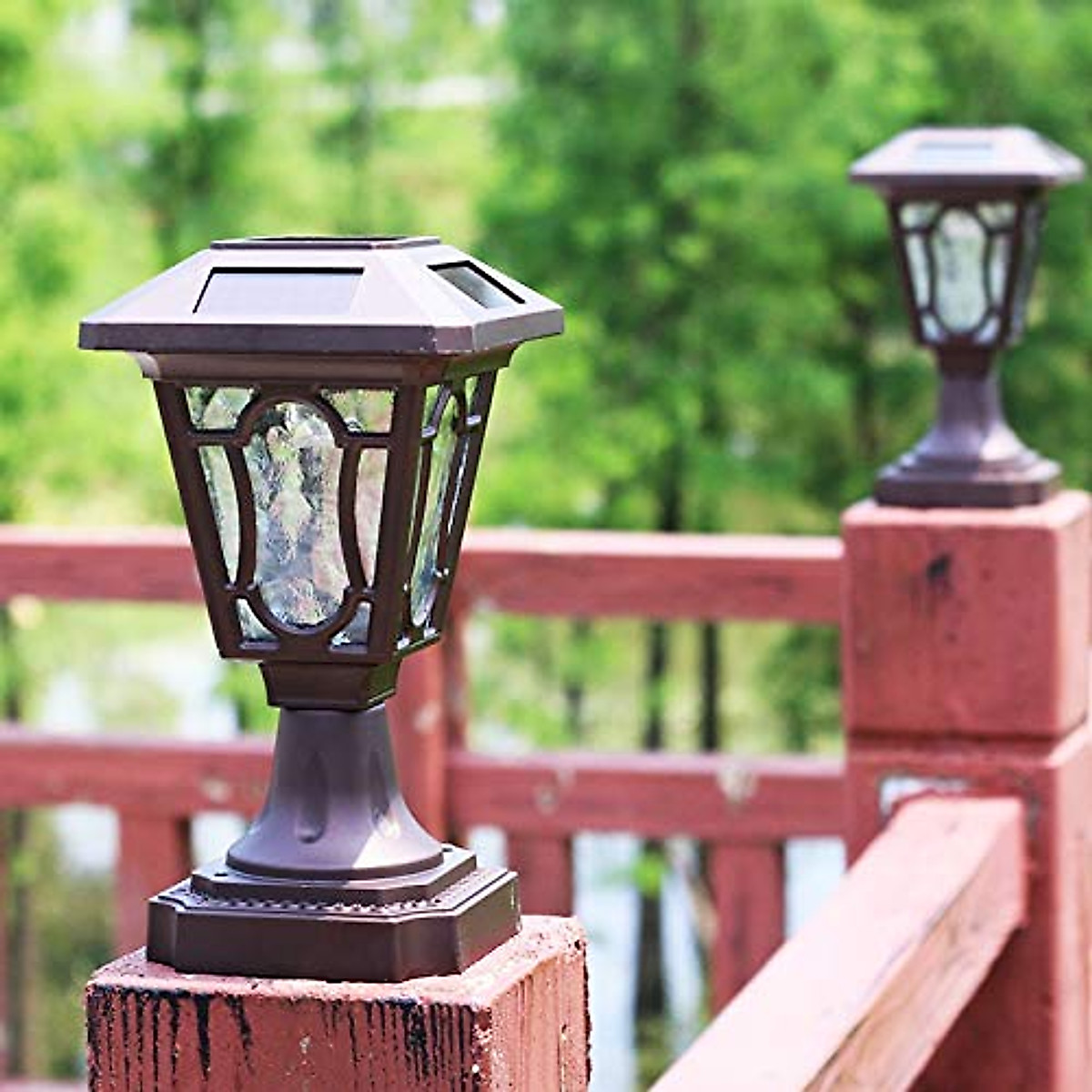 SFRIDQ LED Solar Column Headlight Outdoor Waterproof Garden Light Door Post Lights Home Villa Garden Light Lawn Light Landscape Lighting Fixture