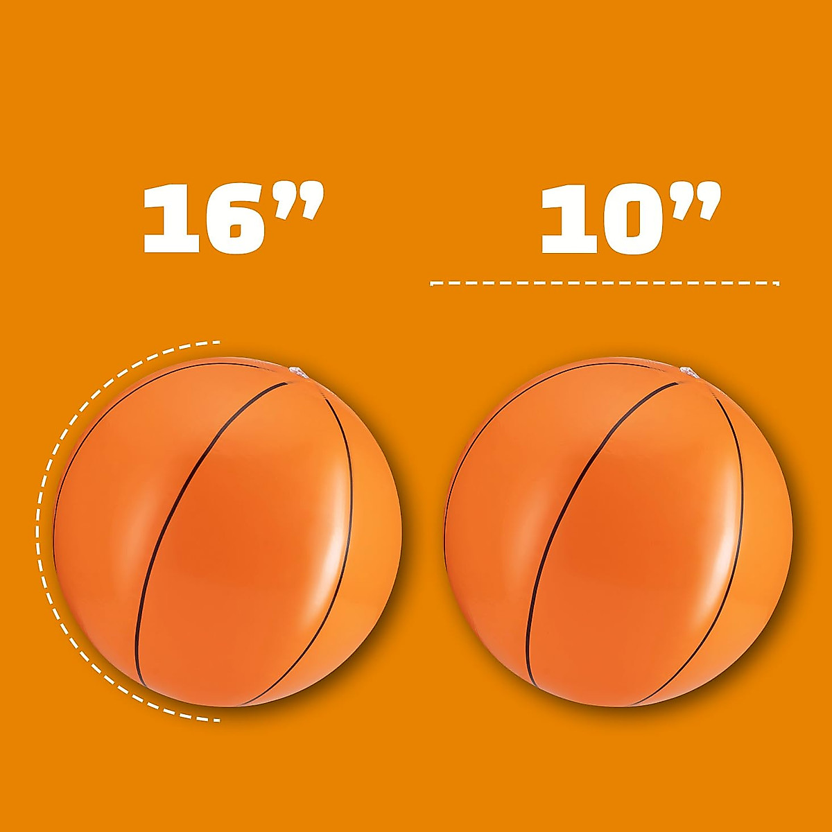 Inflatable Basketballs (Pack of 12) 16-inch Beach Balls for Pool Beach Toys & Basketball Party Favors for Kids Sports Themed Birthday Party Decorations, Outdoor Backyard Summer Pool Games Supplies