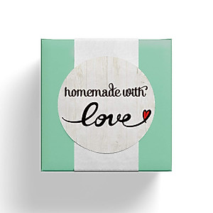 500 Homedmade with Love Stickers-1.4 inch Wood Grain Round Labels.